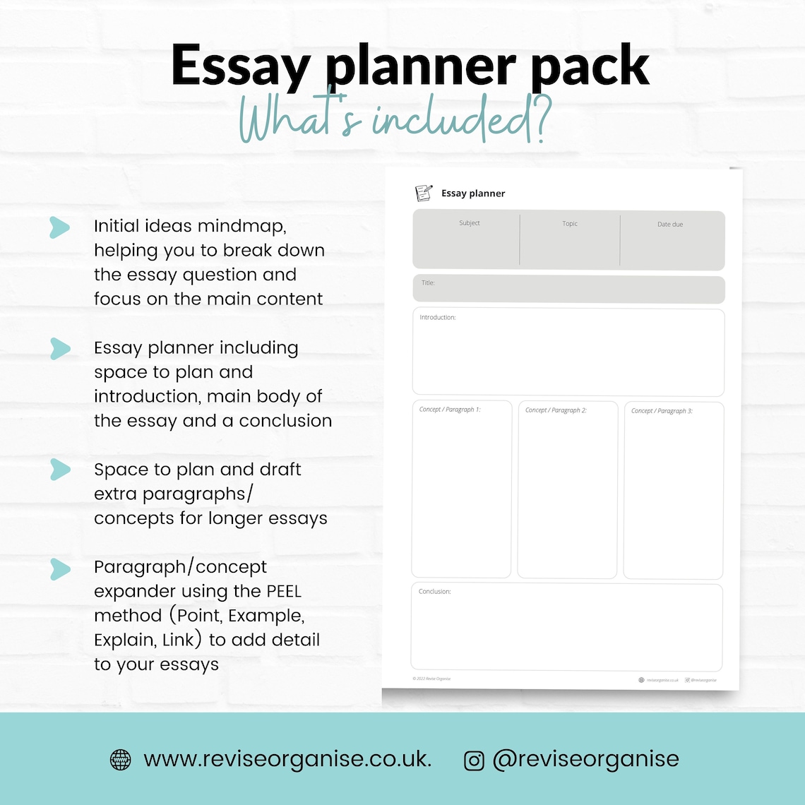 Essay Planner Template Instant Download Printable Essay Guide for ...