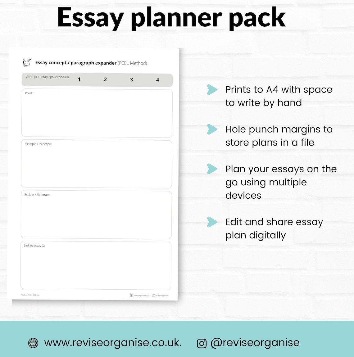 Essay Planner Template| Instant Download| Printable Essay Guide for ...