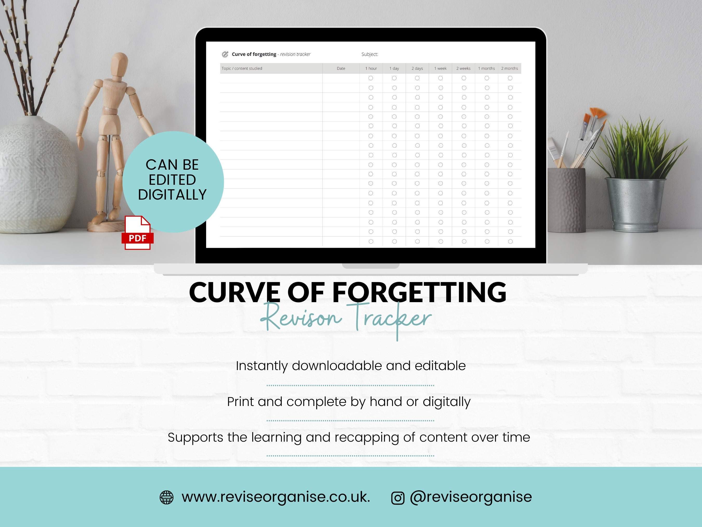 Curve of Forgetting Revision Tracker Tool Printable - Etsy