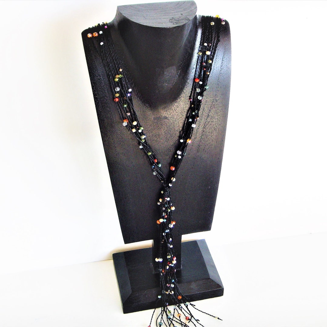 Collar largo colorido, collar largo con cuentas de colores, collar de ...