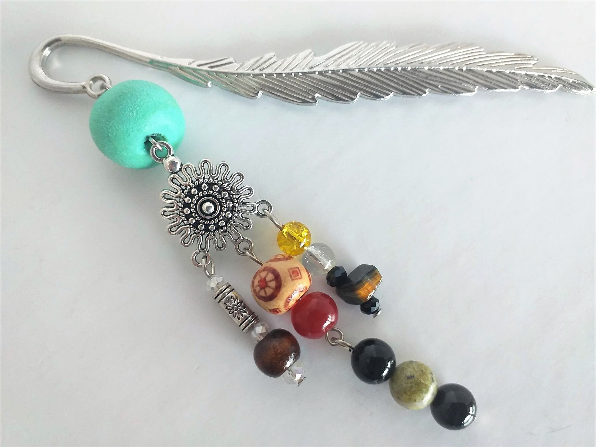 Silver Feather Bookmark, Pearls, Silver-colored Metal Charm, Jewelry ...