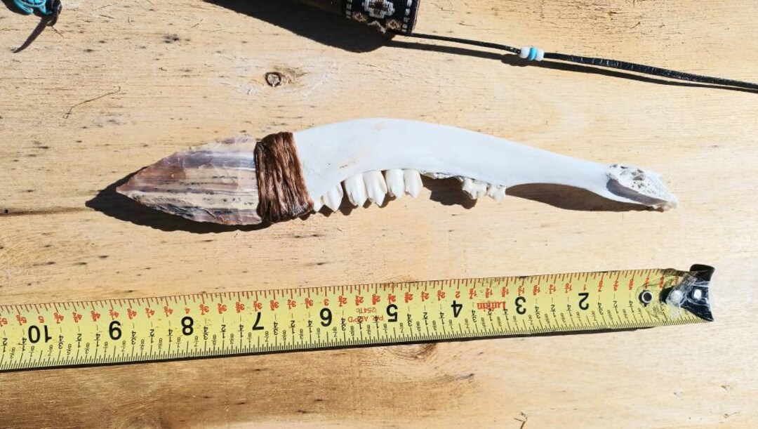 Native American Style Deer Jawbone Neck Knife #618 - Etsy