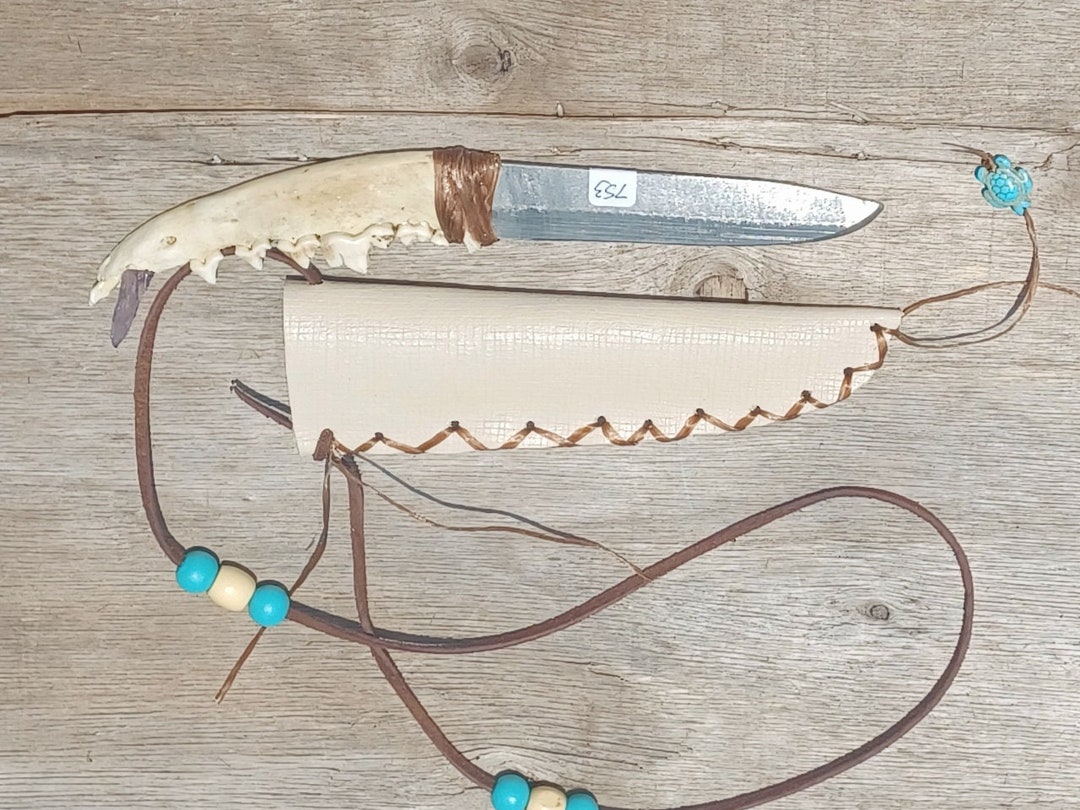 Native American Style Coyote Jaw Bone Knife 753 - Etsy