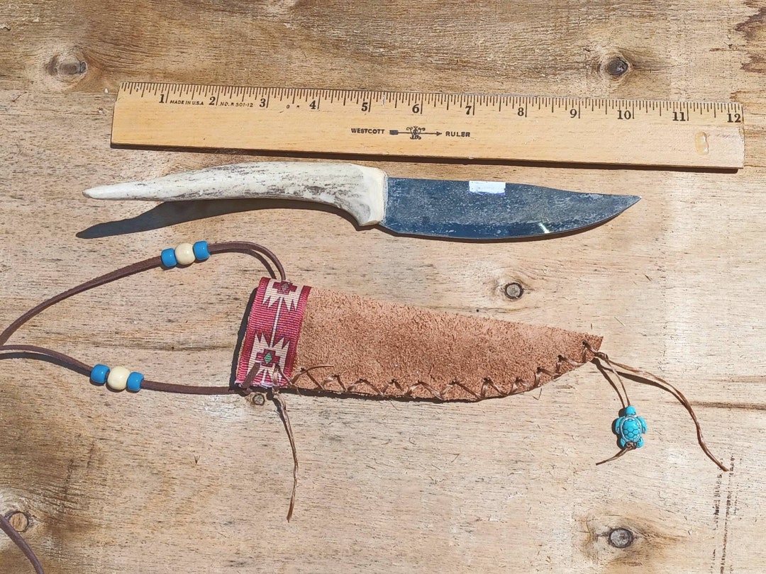 Native American Style Deer Antler Neck Knife 652 - Etsy