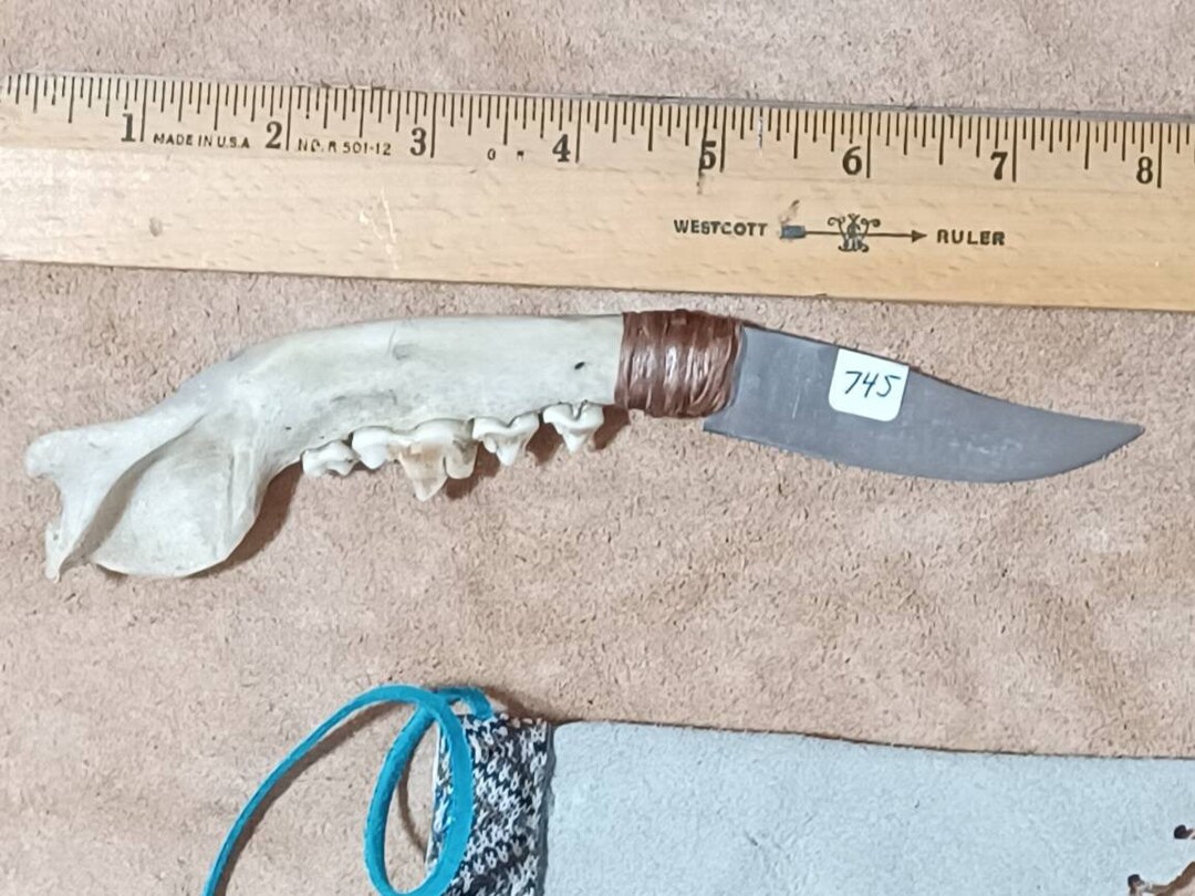 Native American Style Coyote Jaw Bone Knife 745 - Etsy