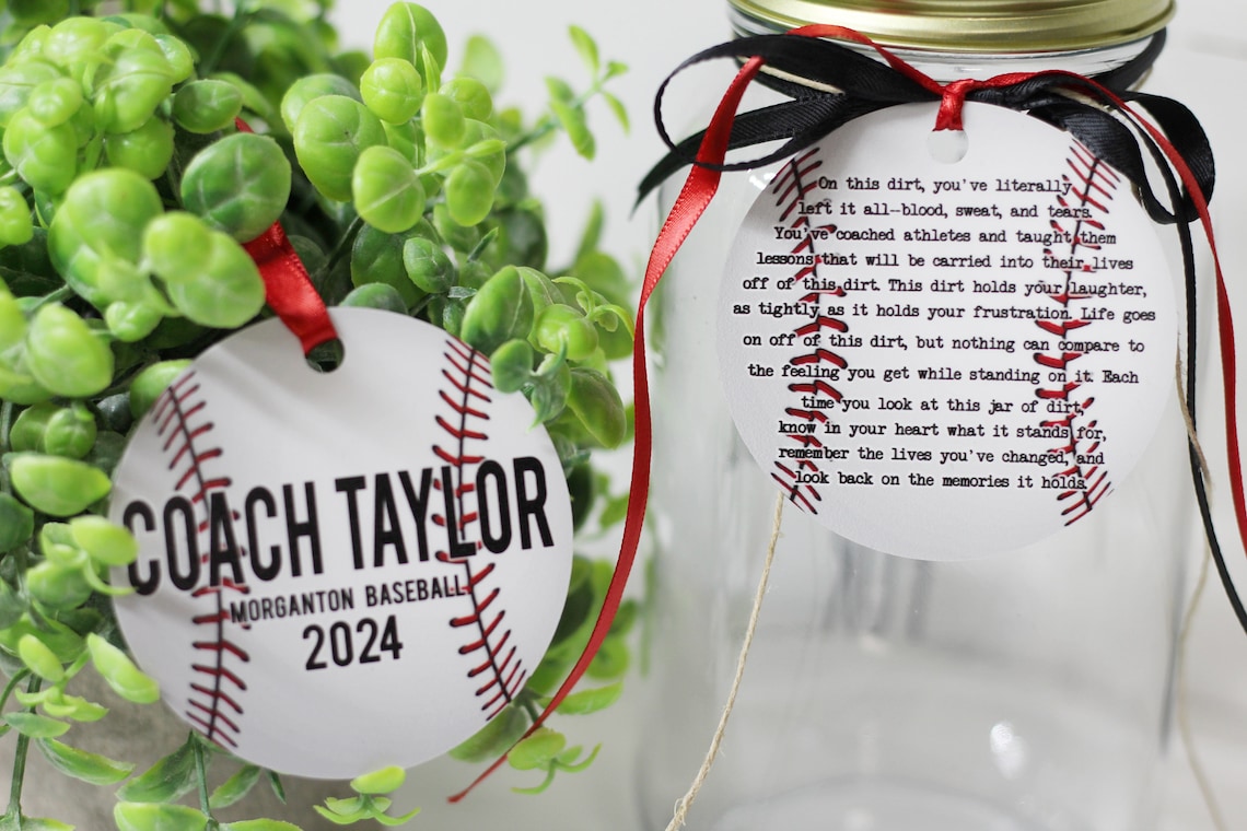 Jar of Dirt Baseball COACH Personalized Metal Tag Motivational Memory ...