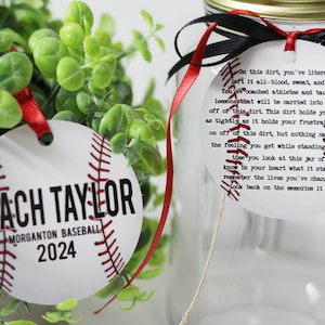 Jar of Dirt Baseball COACH Personalized Metal Tag Motivational Memory ...