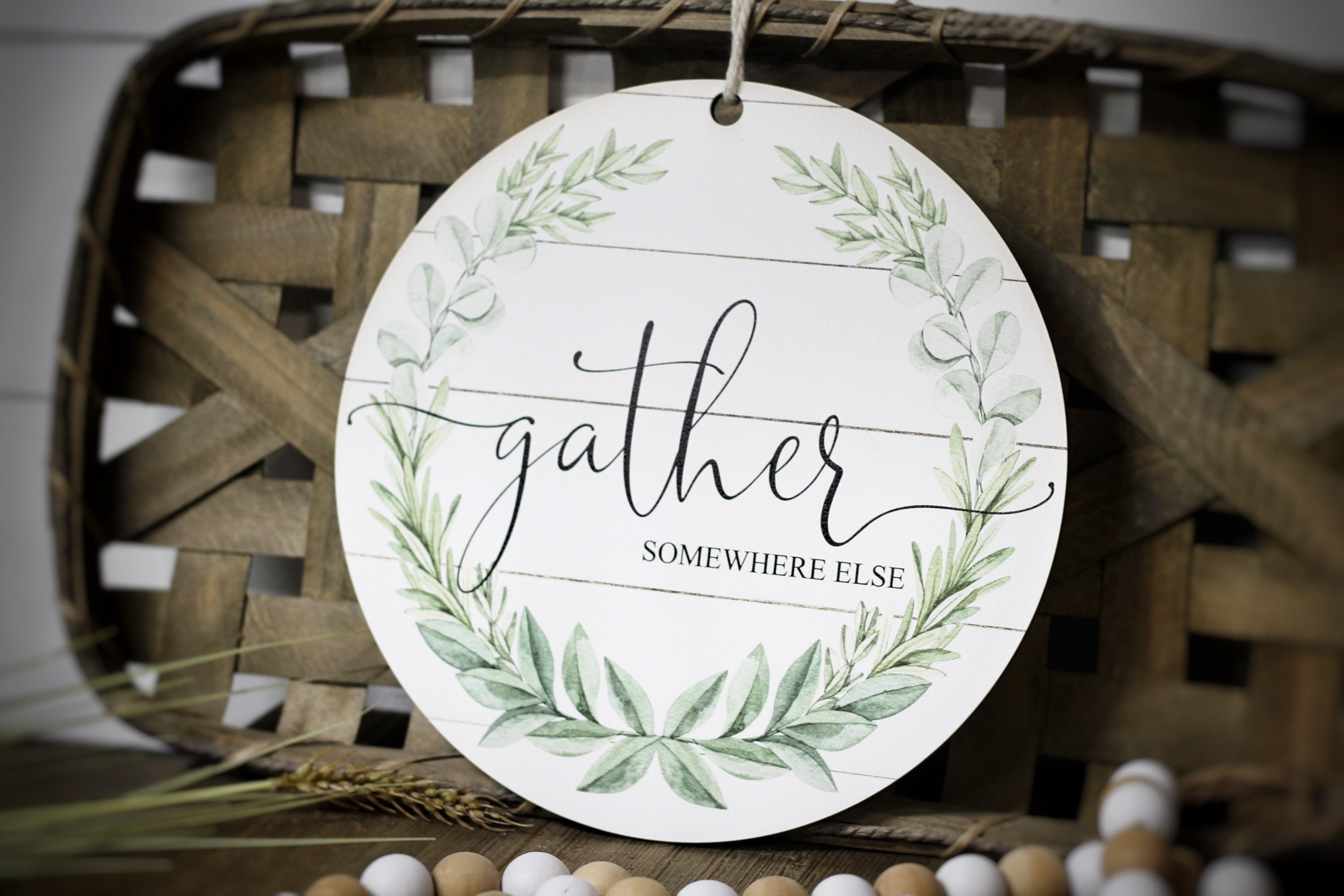 Gather Somewhere Else Wood Door Hanger Funny Thanksgiving - Etsy