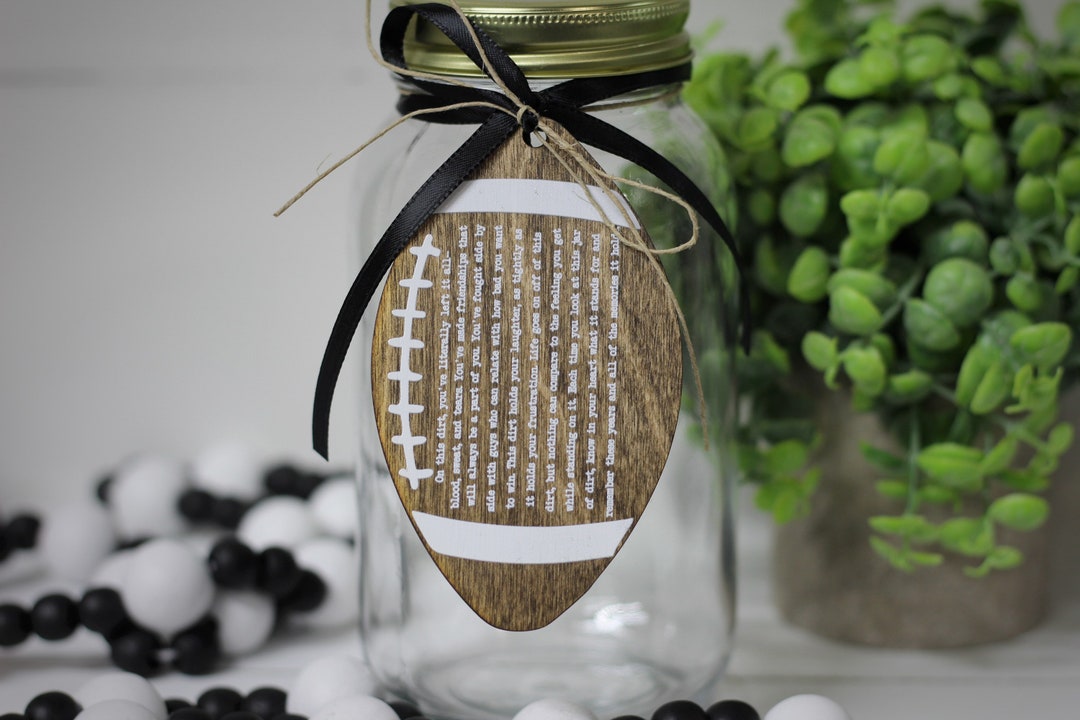 Jar of Dirt, Grass, or Turf FOOTBALL Team Wood Tag Motivational Memory ...