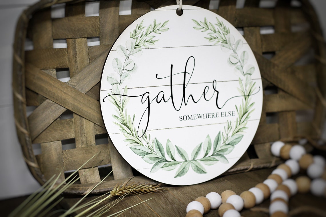 Gather Somewhere Else Wood Door Hanger Funny Thanksgiving - Etsy