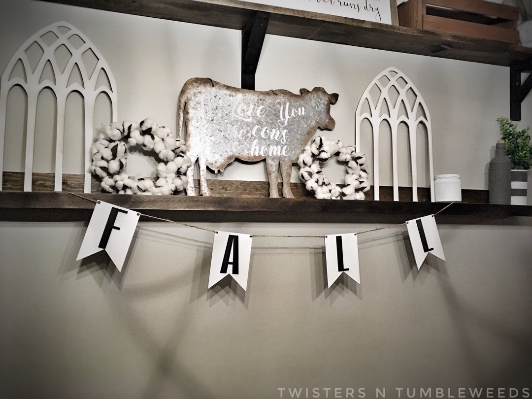 FALL Garland Banner Wood Cutouts Autumn Decor Fireplace Decor Mantel ...