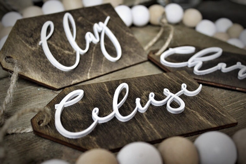 Personalized Wood Name Tag 3D Cutout Christmas Stocking Tag | Etsy