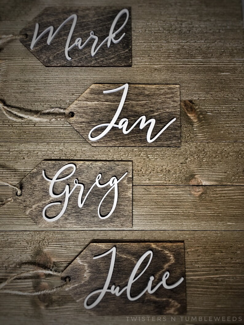 Personalized Wood Name Tag 3D Cutout Christmas Stocking Tag | Etsy