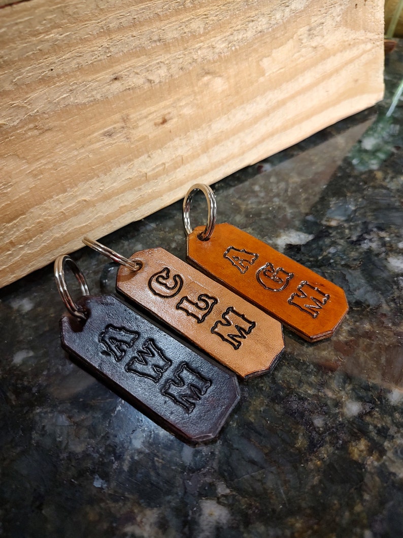 Hand Stamped Leather Keychain - Etsy
