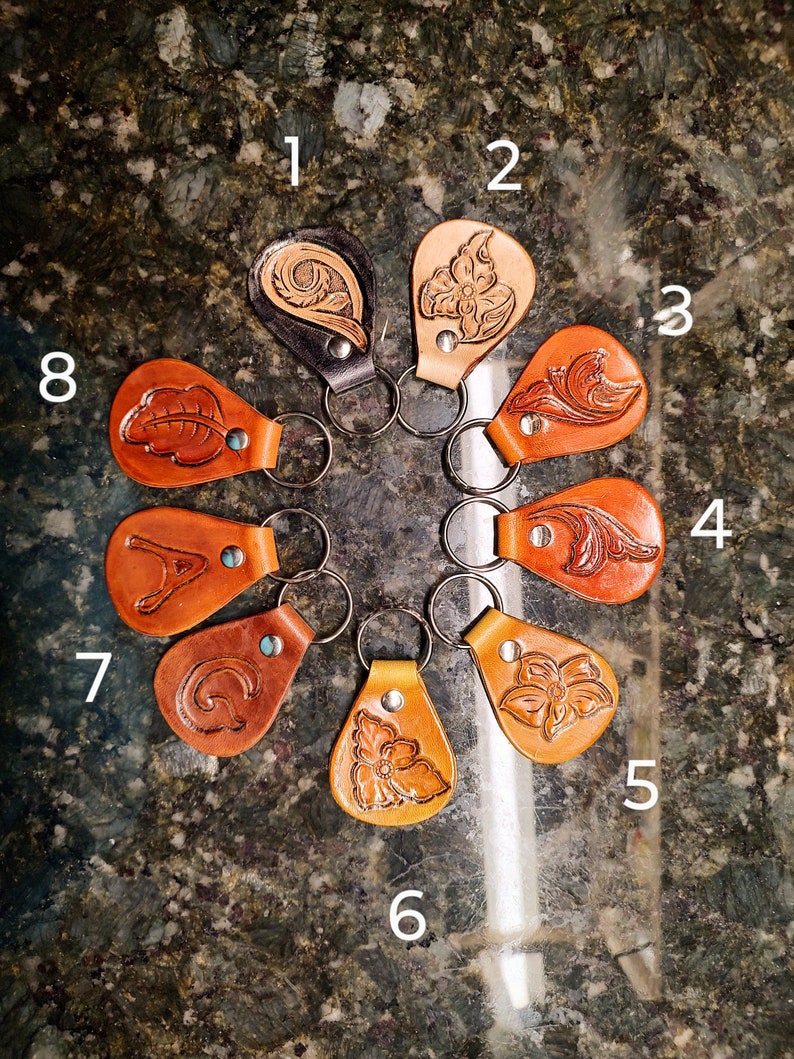 Hand Tooled Leather Keychain - Etsy