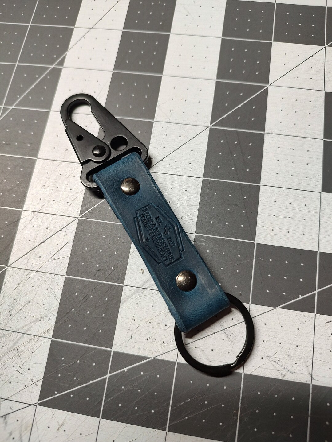 Tactical Leather 2 Rivet Keychain - Etsy