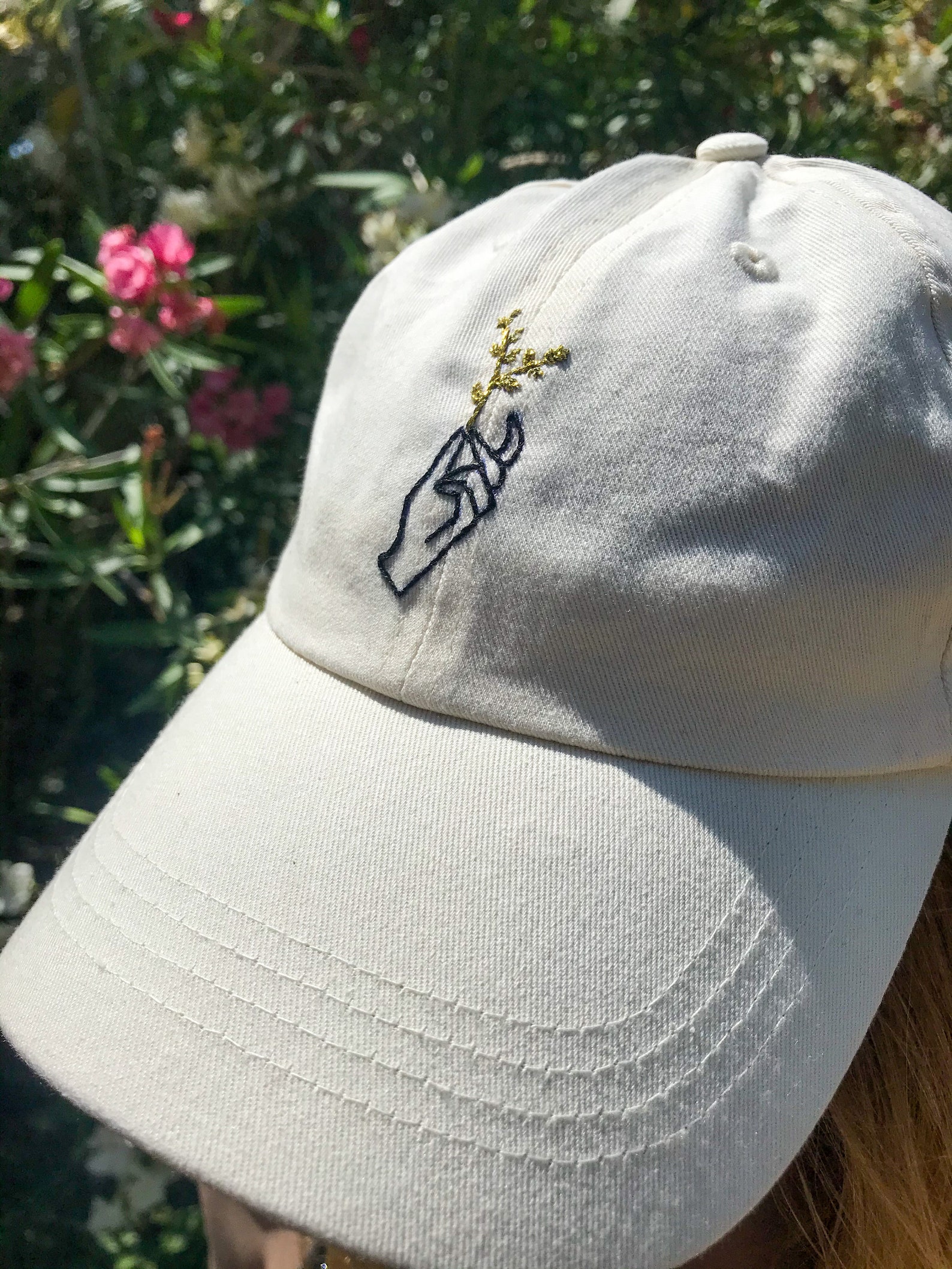Hand Embroidered Cap HAND & GOLDEN LEAF | Etsy