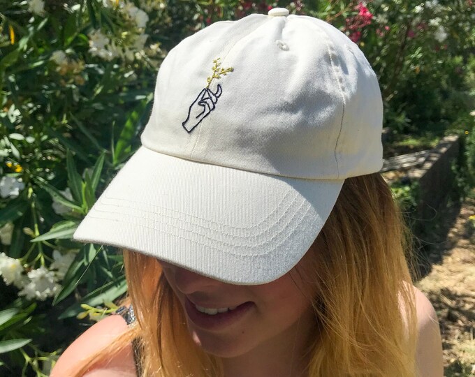 Hand Embroidered Cap HAND & GOLDEN LEAF - Etsy