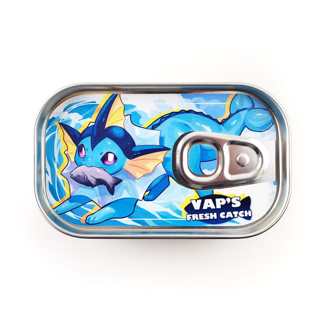 Vaporeon - ¡Lata de pescado + Clips! - Etsy México