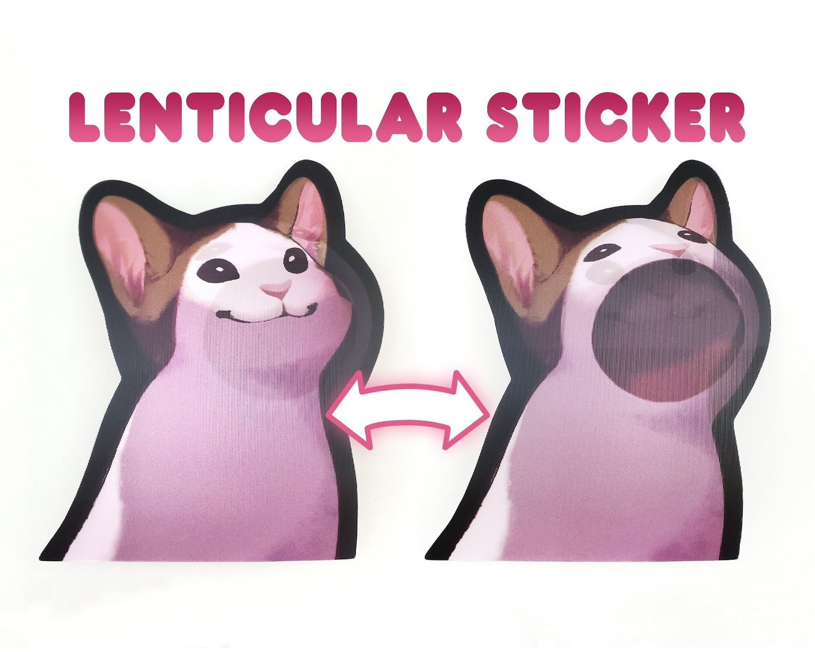 Pop Cat Lenticular Peeker Sticker - Etsy