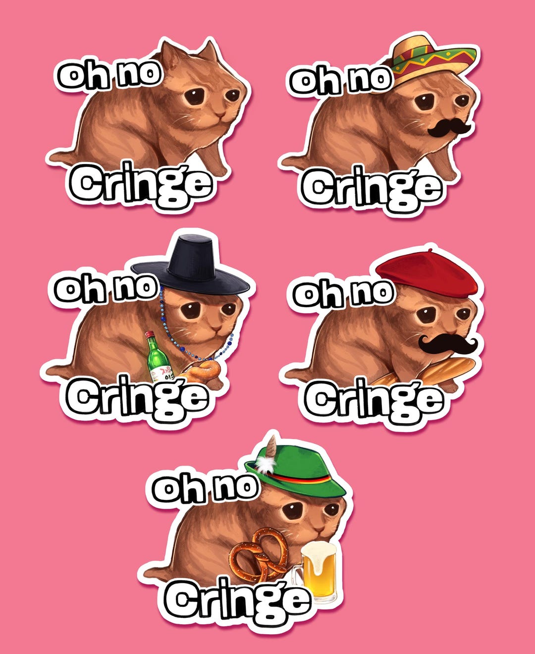 Oh No Cringe - Vinyl Stickers - Etsy