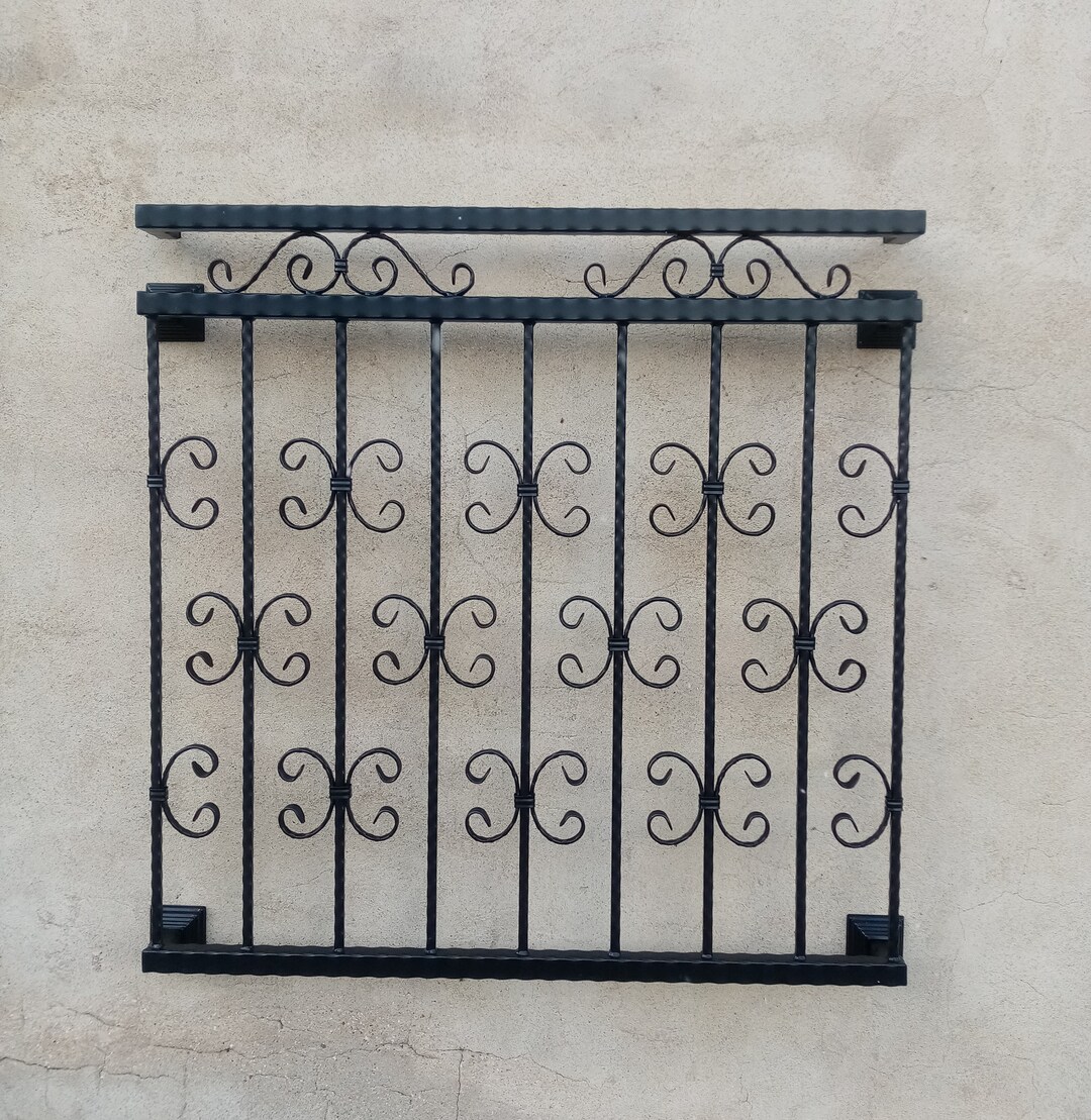 Slim Vintage French Balcony Railing | Hand Forged Wrought Iron Window ...
