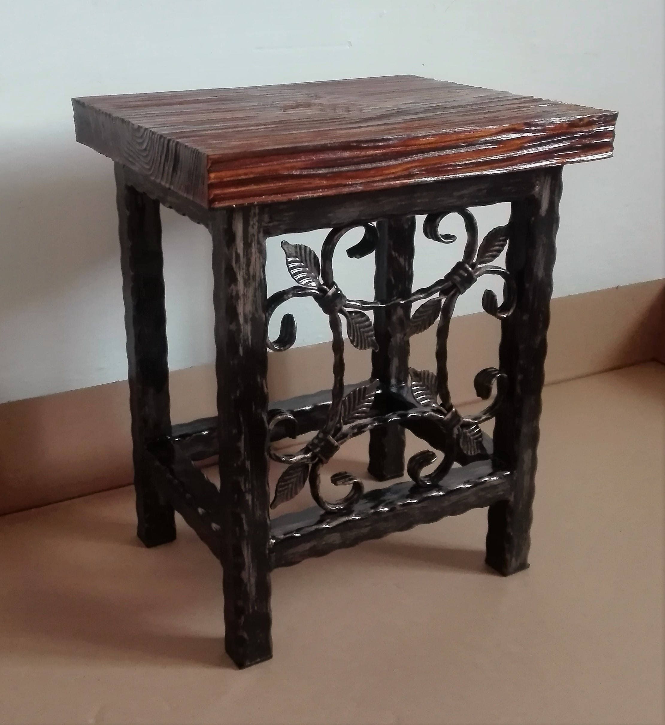 Vintage Wrought Iron Side Chair Stool Stand Rustic Design | Etsy