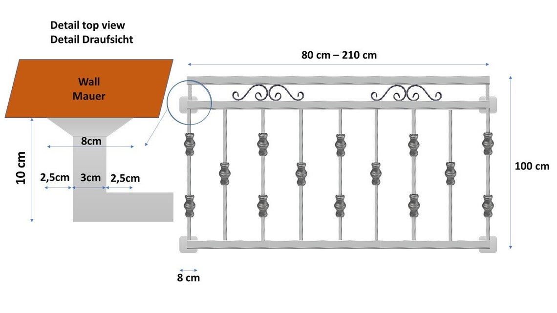 Vintage Wrought Iron French Balcony Railing Unit Handmade - Etsy