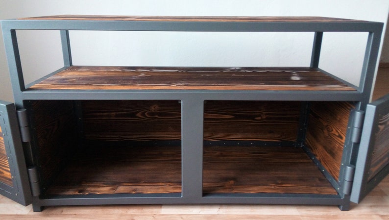 Industrial Tv Stand Cabinet Rustic Tv Shelf Media | Etsy