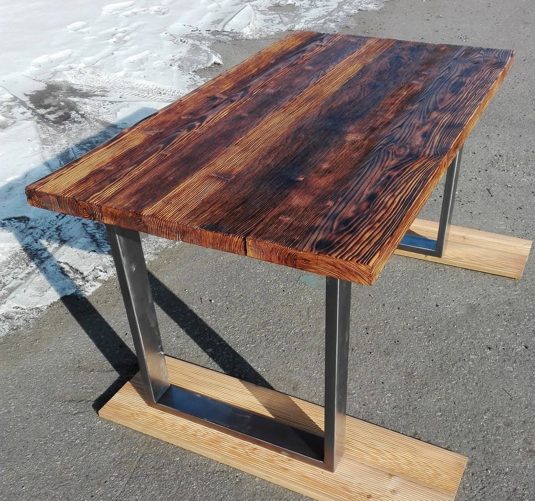 Industrial Dining Table Vintage Kitchen Table Metal Wood Handmade Unit ...