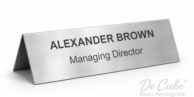 Personalized Desk Name Plate With Custom Engraving, Brushed Brass or ...