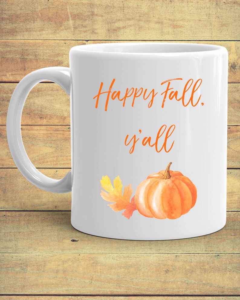 Happy Fall Y'all Mug ~ Fall Mug ~ Leaves Falling ~ Pumpkin Mug ~ Hello ...