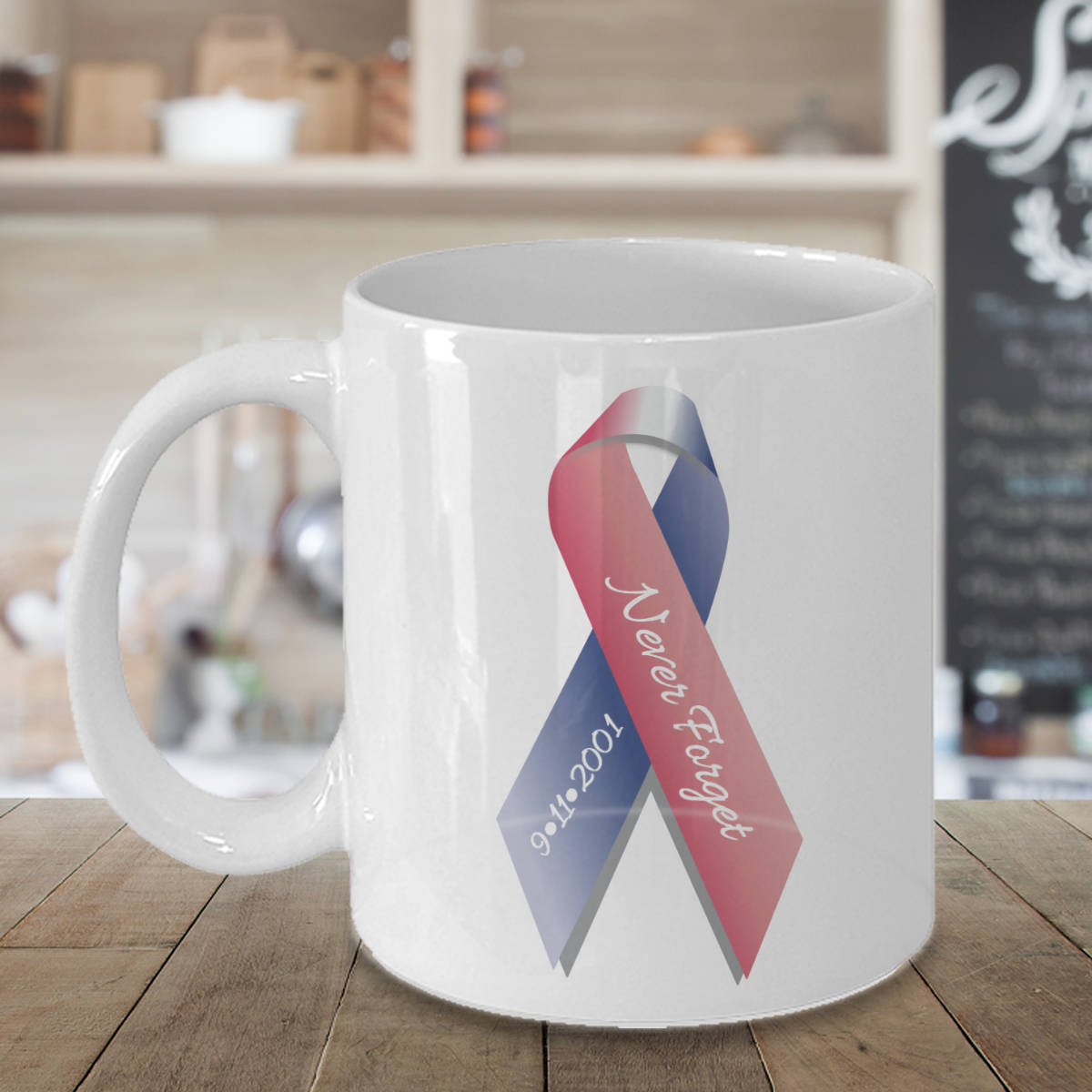September 11 Mug ~ Patriotic Memorial ~ Remembrance Ribbon ~ 9/11 Never ...