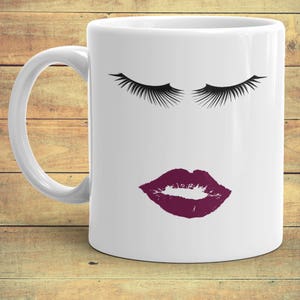 Eyelash Mug ~ Lips and Lashes Mug ~ Makeup Coffee Mug ~ Gift for Her ...