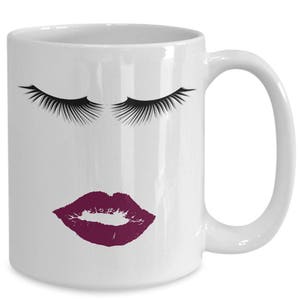 Eyelash Mug ~ Lips and Lashes Mug ~ Makeup Coffee Mug ~ Gift for Her ...