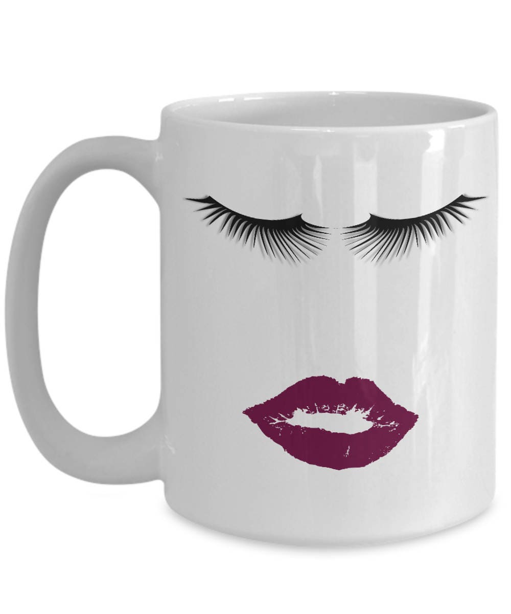 Eyelash Mug ~ Lips and Lashes Mug ~ Makeup Coffee Mug ~ Gift for Her ...