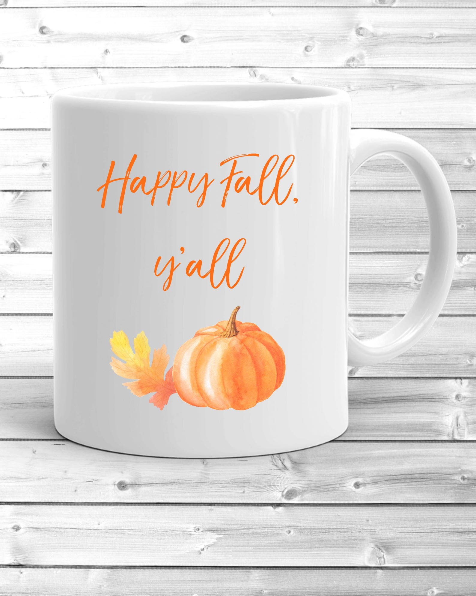 Happy Fall Y'all Mug ~ Fall Mug ~ Leaves Falling ~ Pumpkin Mug ~ Hello ...