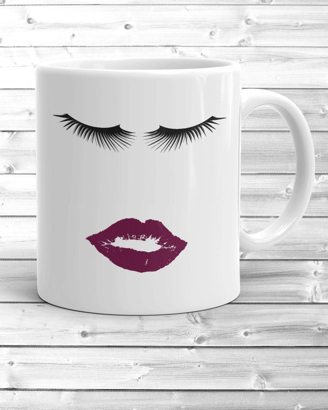 Eyelash Mug ~ Lips and Lashes Mug ~ Makeup Coffee Mug ~ Gift for Her ...