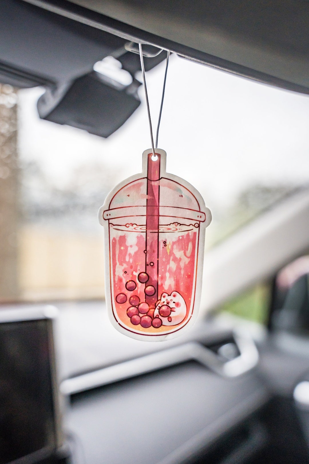 Pink Boba Air Freshener | Bubble Tea Air Freshener | Peach Air ...