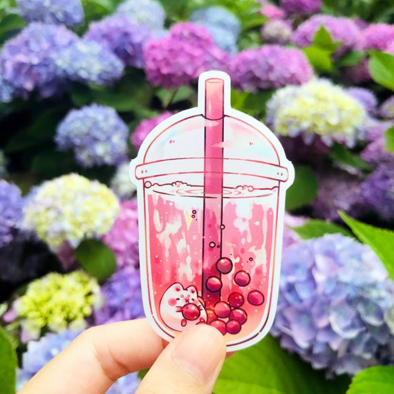 Pink Boba Sticker Bubble Tea Sticker Cute Vinyl Sticker - Etsy