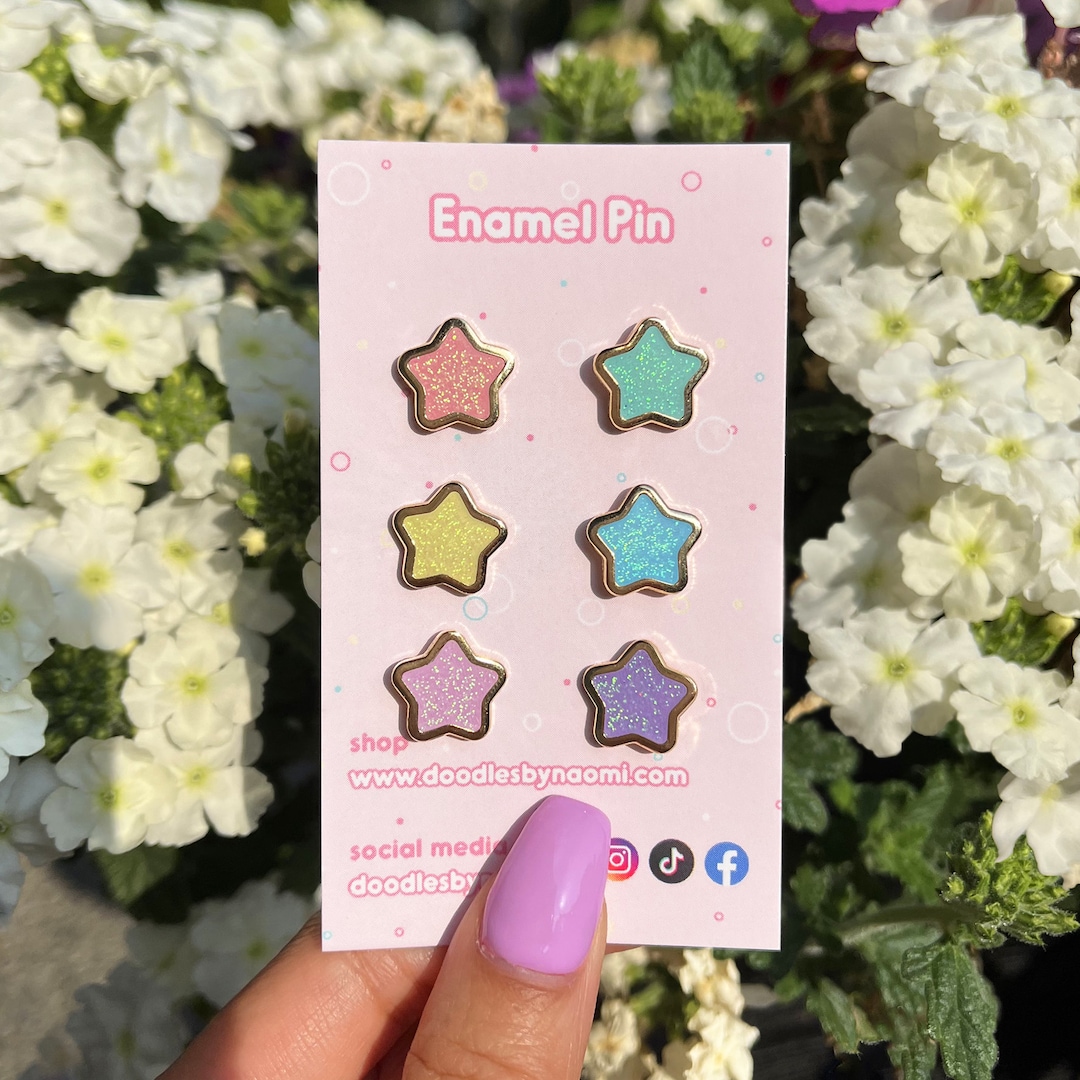 Star Enamel Pins | Mini Pins | Filler Pins | Cute Enamel Pin | Glitter ...