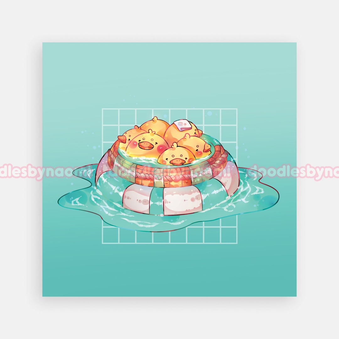 Cute Anime Duck Art Print | Japanese Anime Art Print | Cute Art Print ...