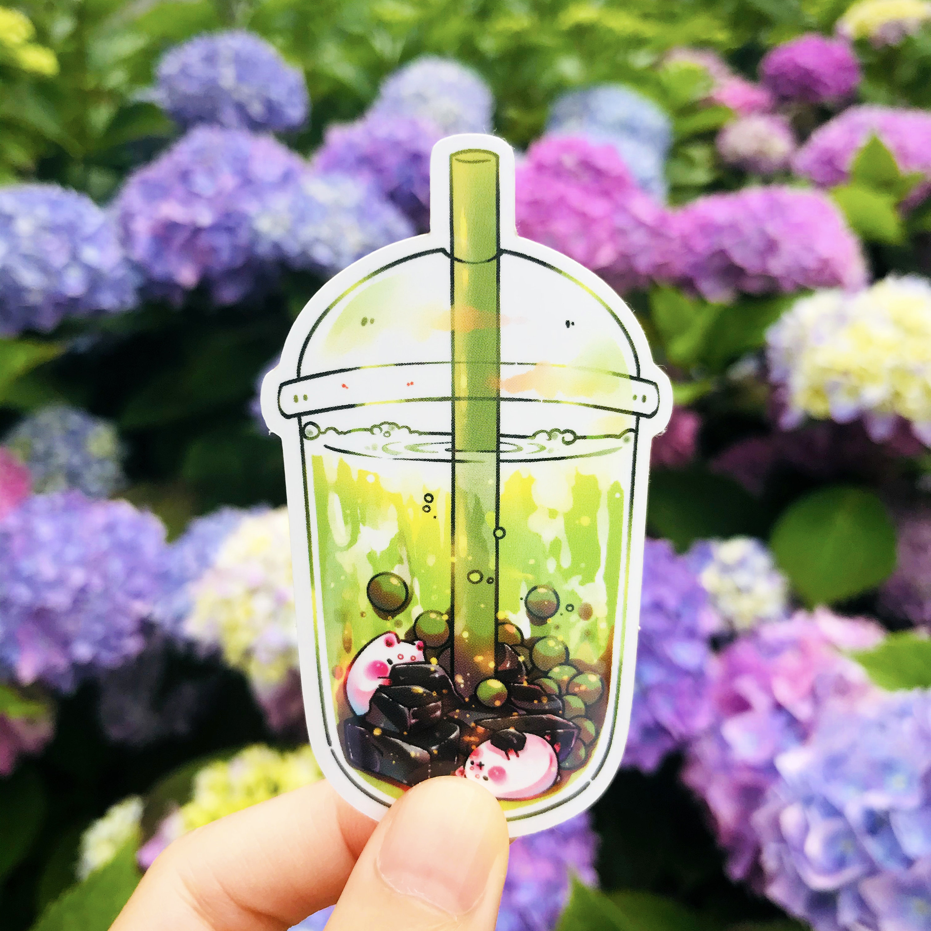 Green Tea Boba Sticker Bubble Tea Sticker Cute Vinyl - Etsy