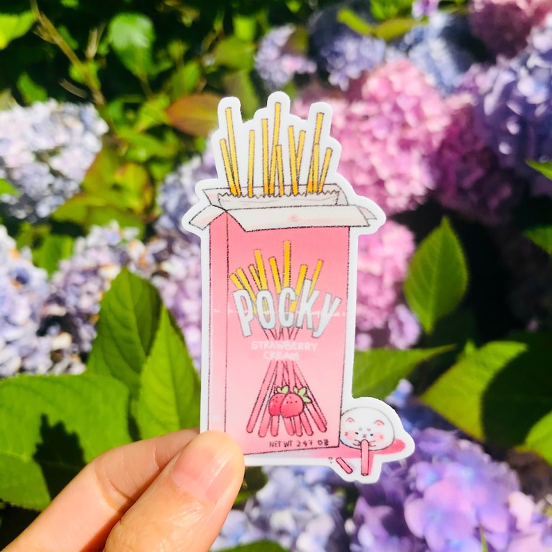 Strawberry Pocky Sticker Cute Snack Sticker Cute Vinyl - Etsy