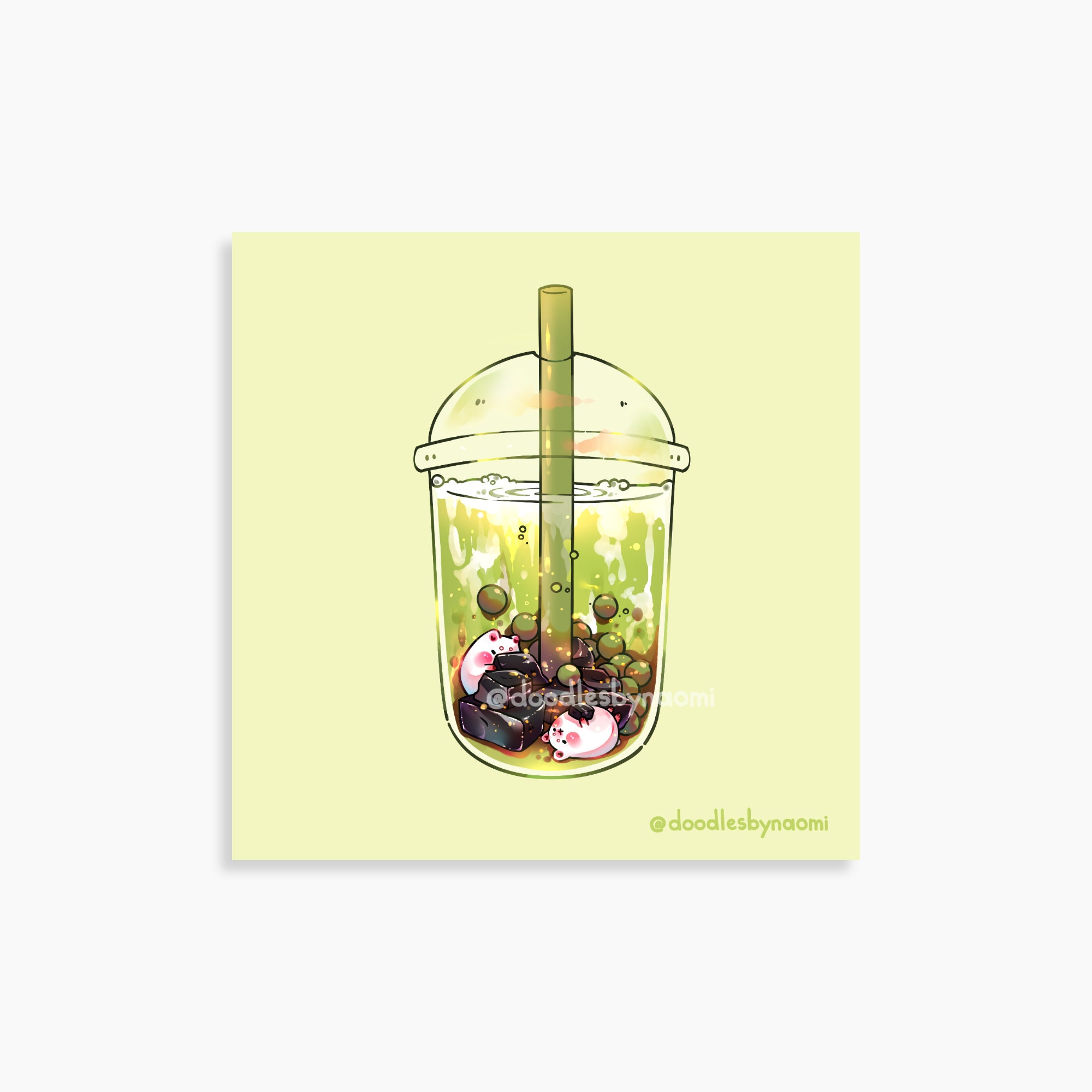 Green Tea Boba Art Print Bubble Tea Art Print Cute Art - Etsy Australia