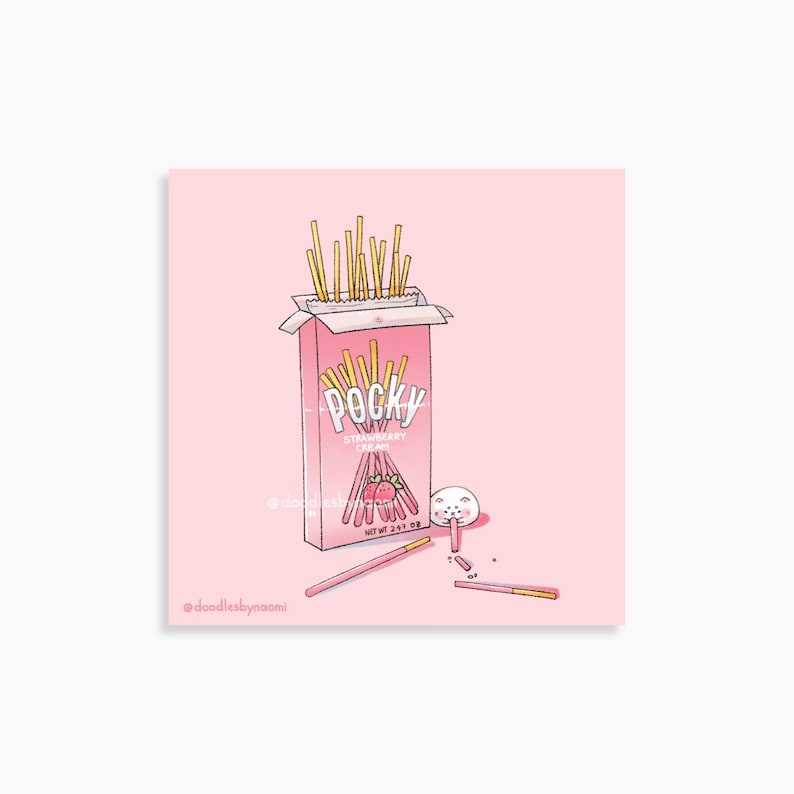 Strawberry Pocky Art Print Cute Snack Art Print Cute Art - Etsy