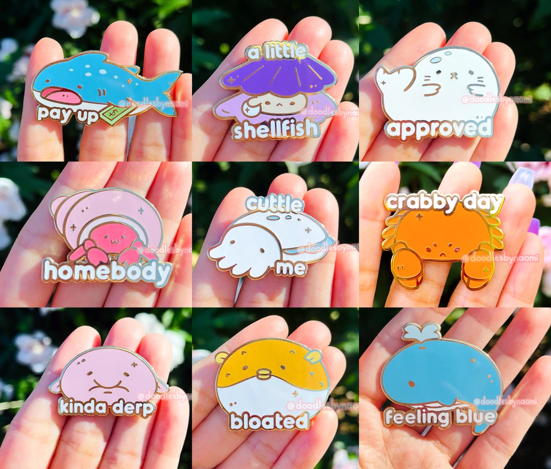 Ocean Animal Pins | Punny Enamel Pins | Funny Enamel Pins | Cute Enamel ...