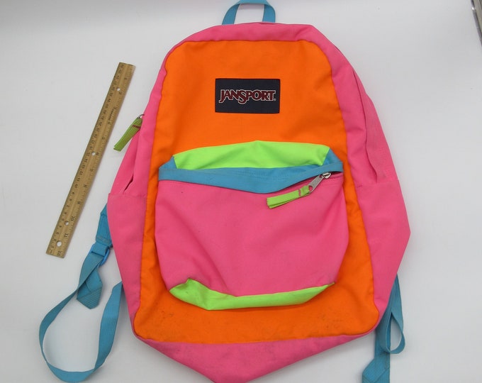 1990's Jansport Backpack W/ Neon Colors - Vintage Toy - Etsy
