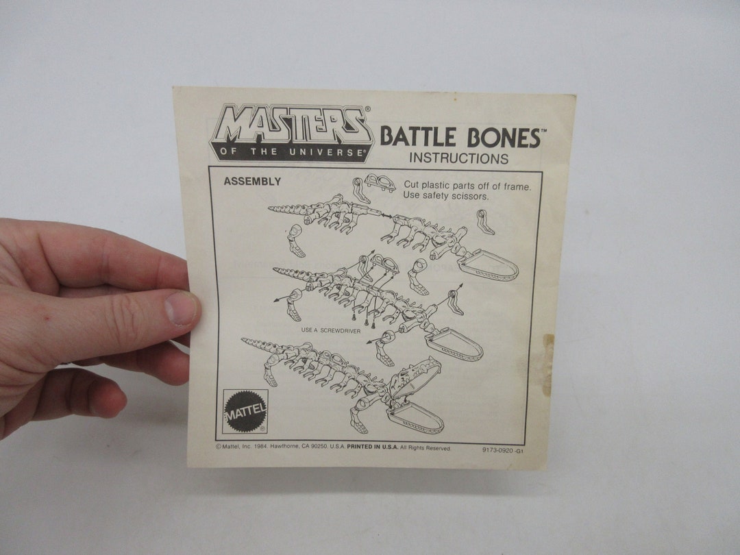 1984 BATTLE BONES Original Instructions HEMAN Action Figure motu ...
