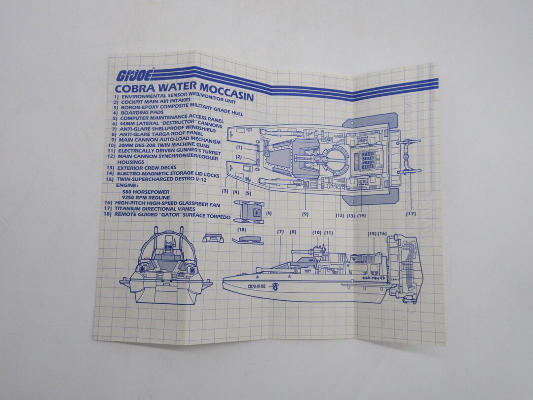 1984 Cobra Water Moccasin Instructions / Blueprint /paperwork Gi Joe ...